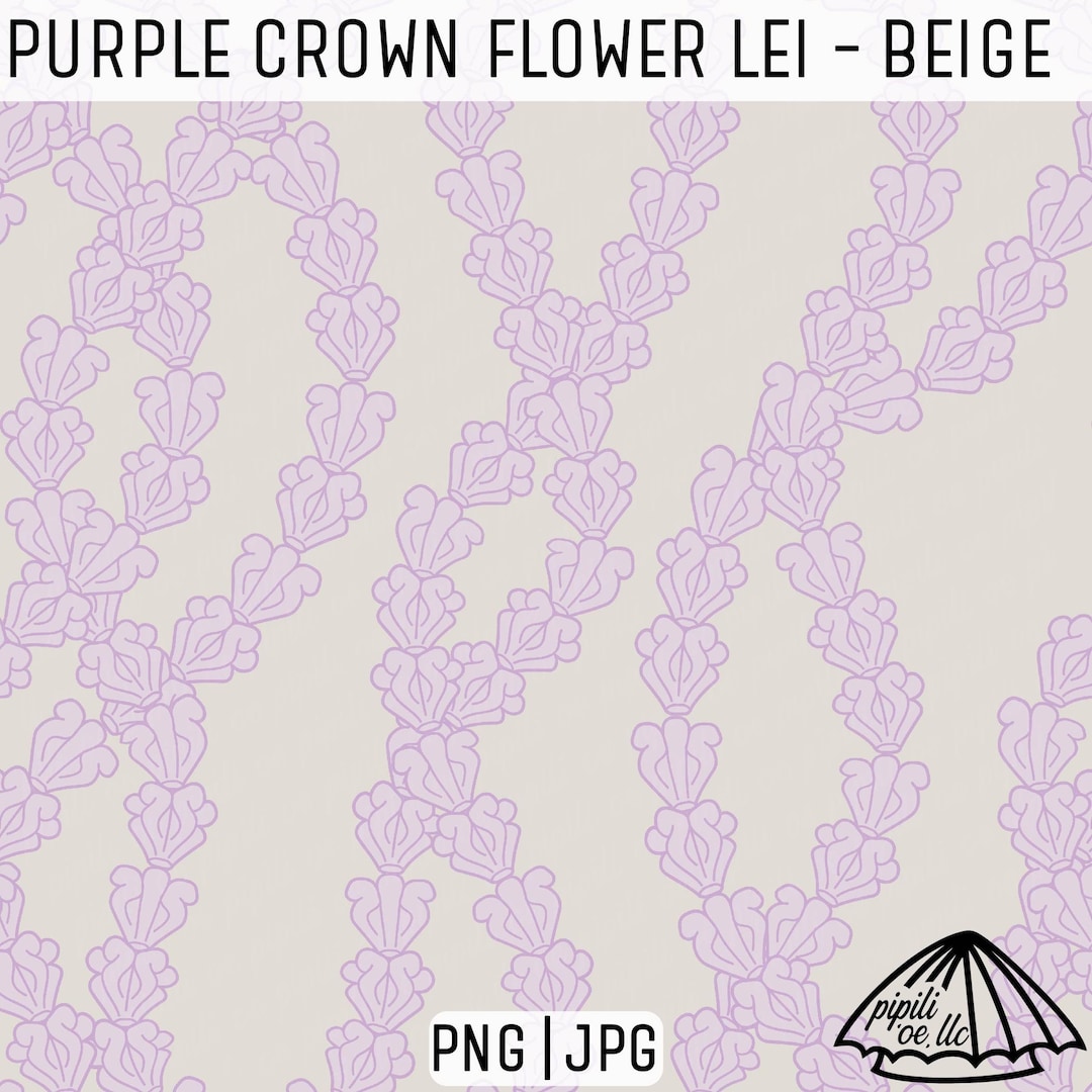 Purple Crown Flower Lei - Beige - Crown Flower PNG - Hawaii Seamless ...