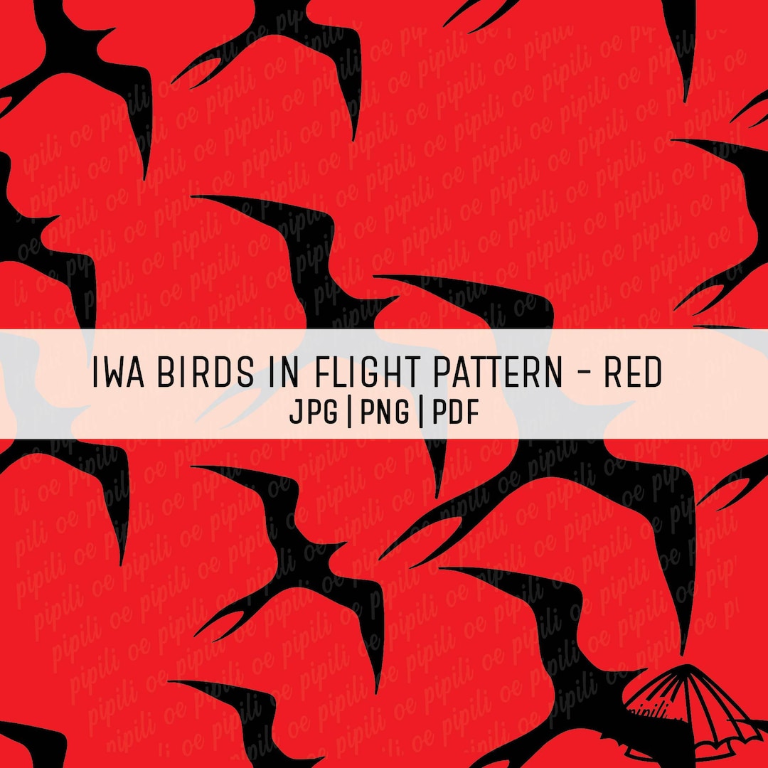 Iwa Birds in Flight Repeating Pattern - Iwa Birds Seamless Pattern Red ...