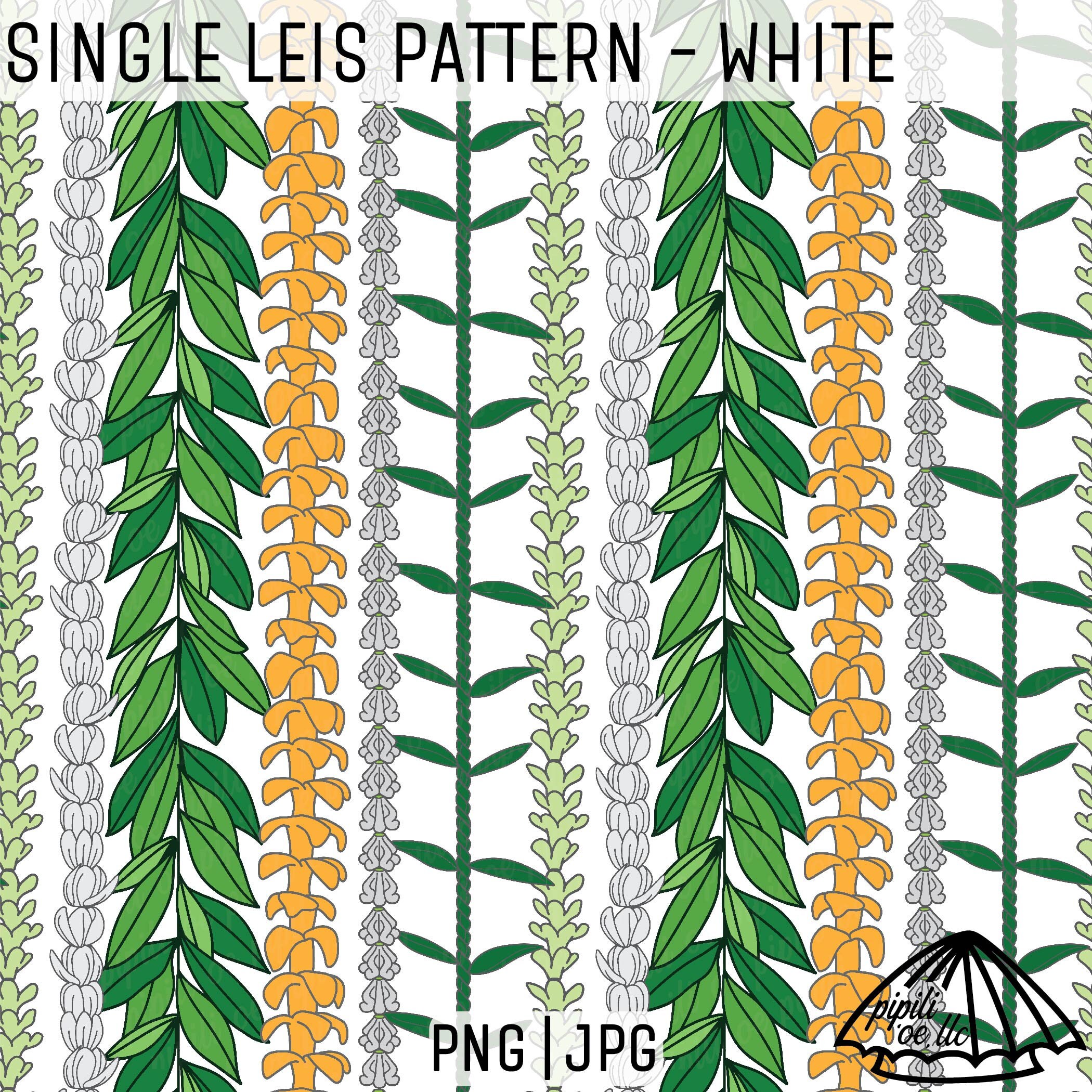 Single Leis Pattern - White - Puakenikeni Lei - Pikake Lei - Maile Lei ...