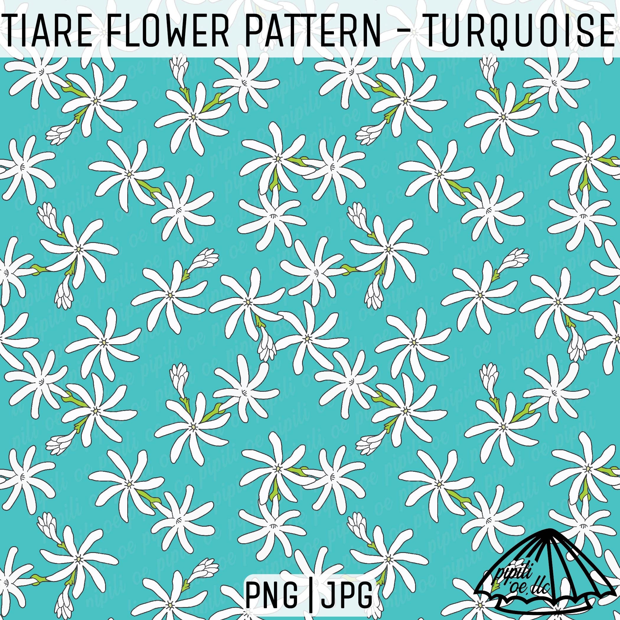 Tiare Flower Pattern Turquoise Fabric Pattern PNG Hawaii Seamless Tiare ...