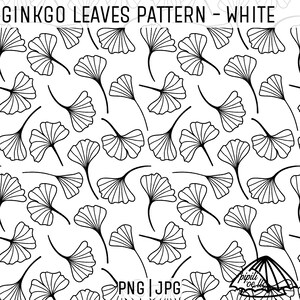 Ginkgo Leaves Pattern - White - Ginkgo Leaf - Seamless Pattern PNG - Hawaii Pattern - High ...