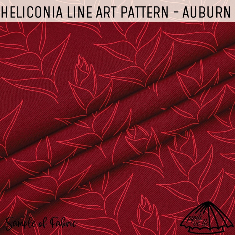 Heliconia Line Art Pattern - Auburn - Line Art Pattern PNG - Tropical ...