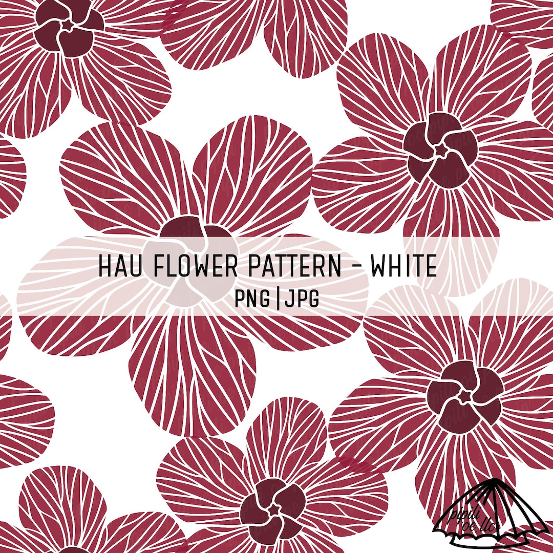 Hau Flowers Pattern - White - Hau Seamless Pattern - Hawaii Pattern ...