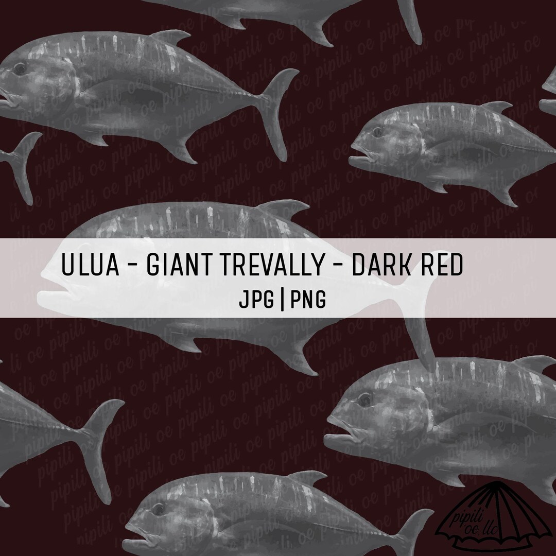Ulua - Giant Trevally Pattern - Dark Red - Seamless Repeating Pattern ...