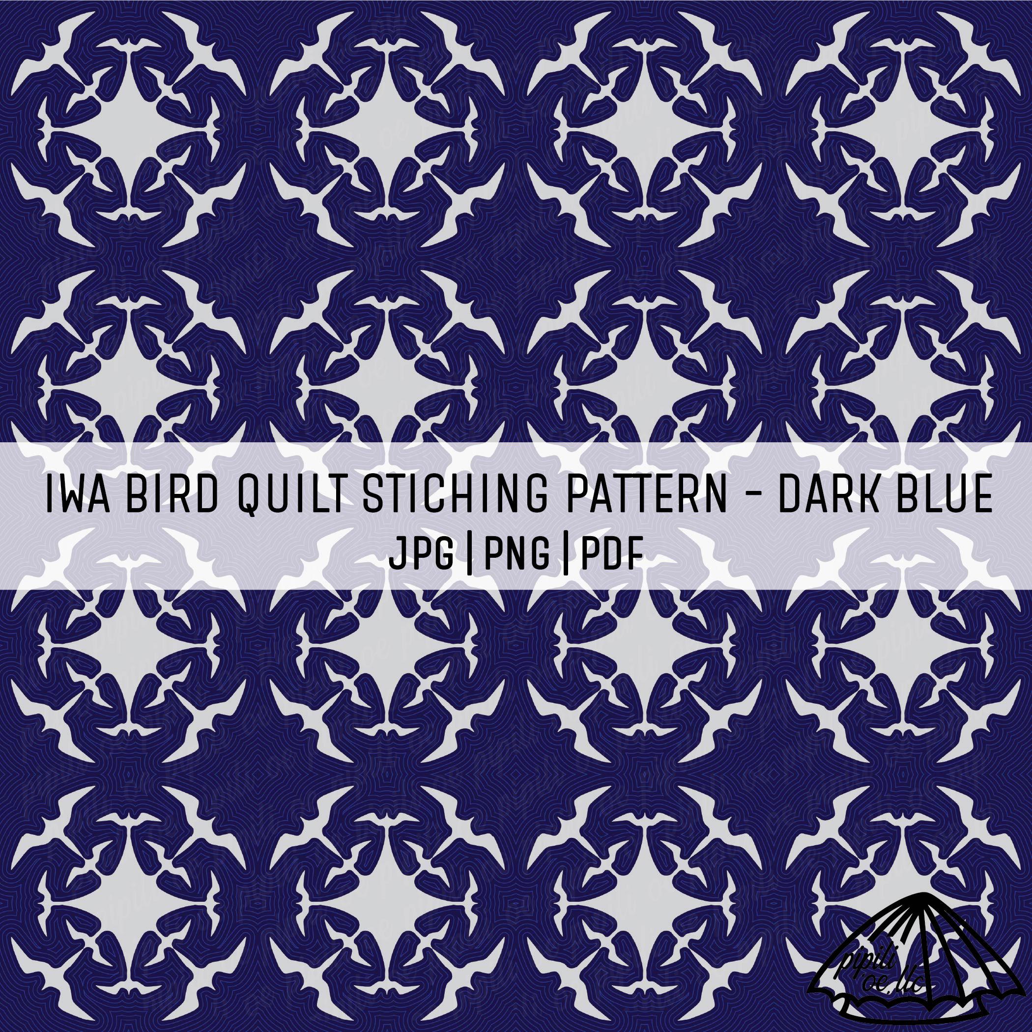 Iwa Bird Hawaiian Quilt Pattern: Dark Blue Seamless Design (PNG, JPG ...