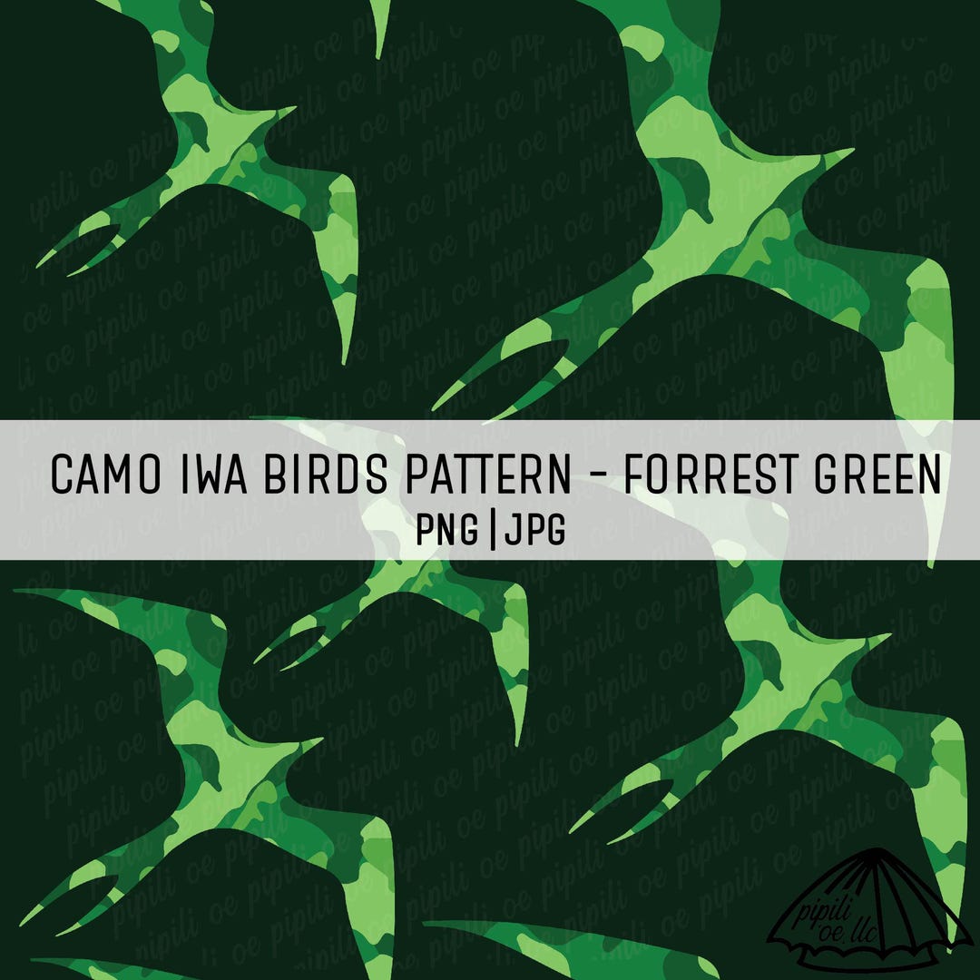 Camouflage Iwa Birds Pattern - Forest Green - Seamless Pattern PNG for ...