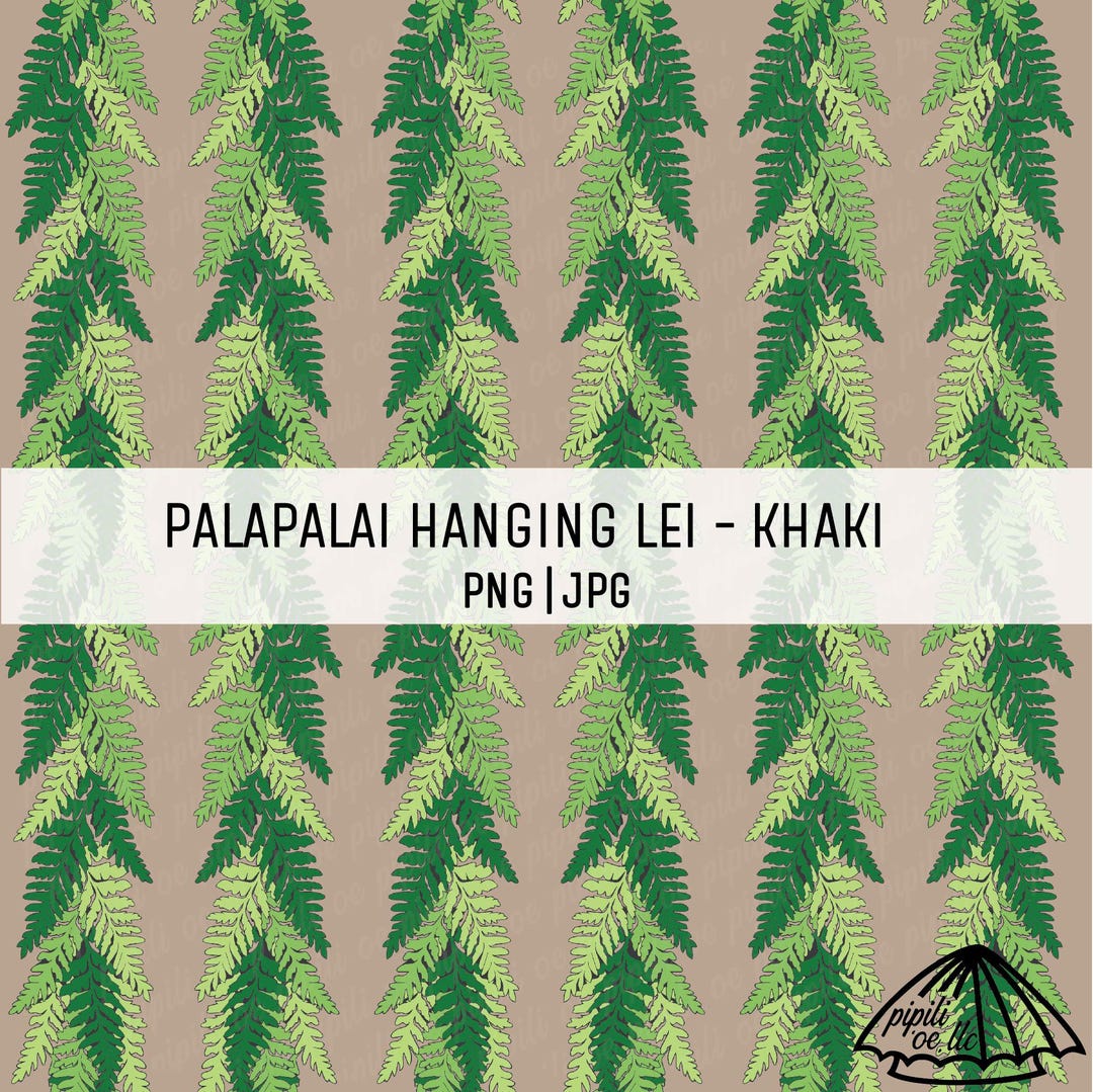Palapalai Hanging Lei - Khaki - Palapalai Fern Seamless Repeating ...