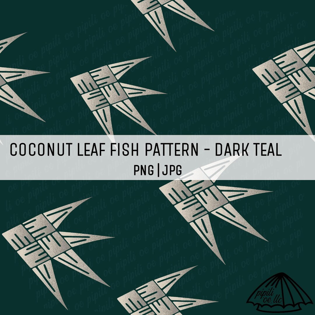 Coconut Leaf Fish Pattern - Dark Teal - Lauhala Woven Fish Pattern ...