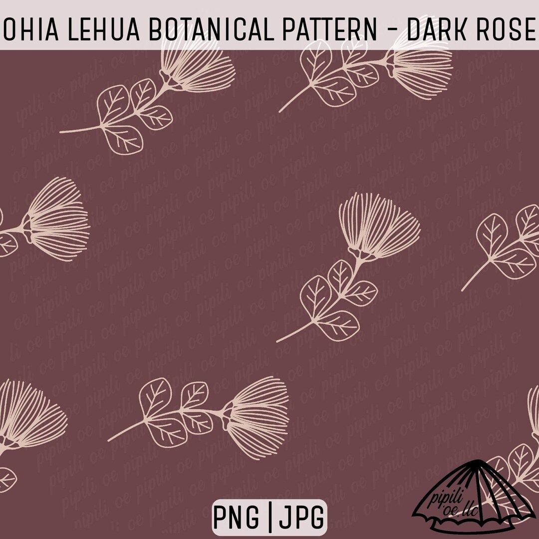 Ohia Lehua Botanical Pattern - Dark Rose - Botanical Pattern PNG ...