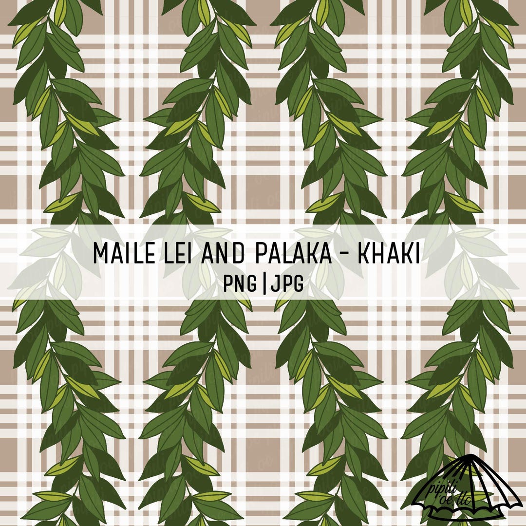 Maile Lei and Palaka Pattern - Khaki - Hawaii Seamless Pattern - Lei ...