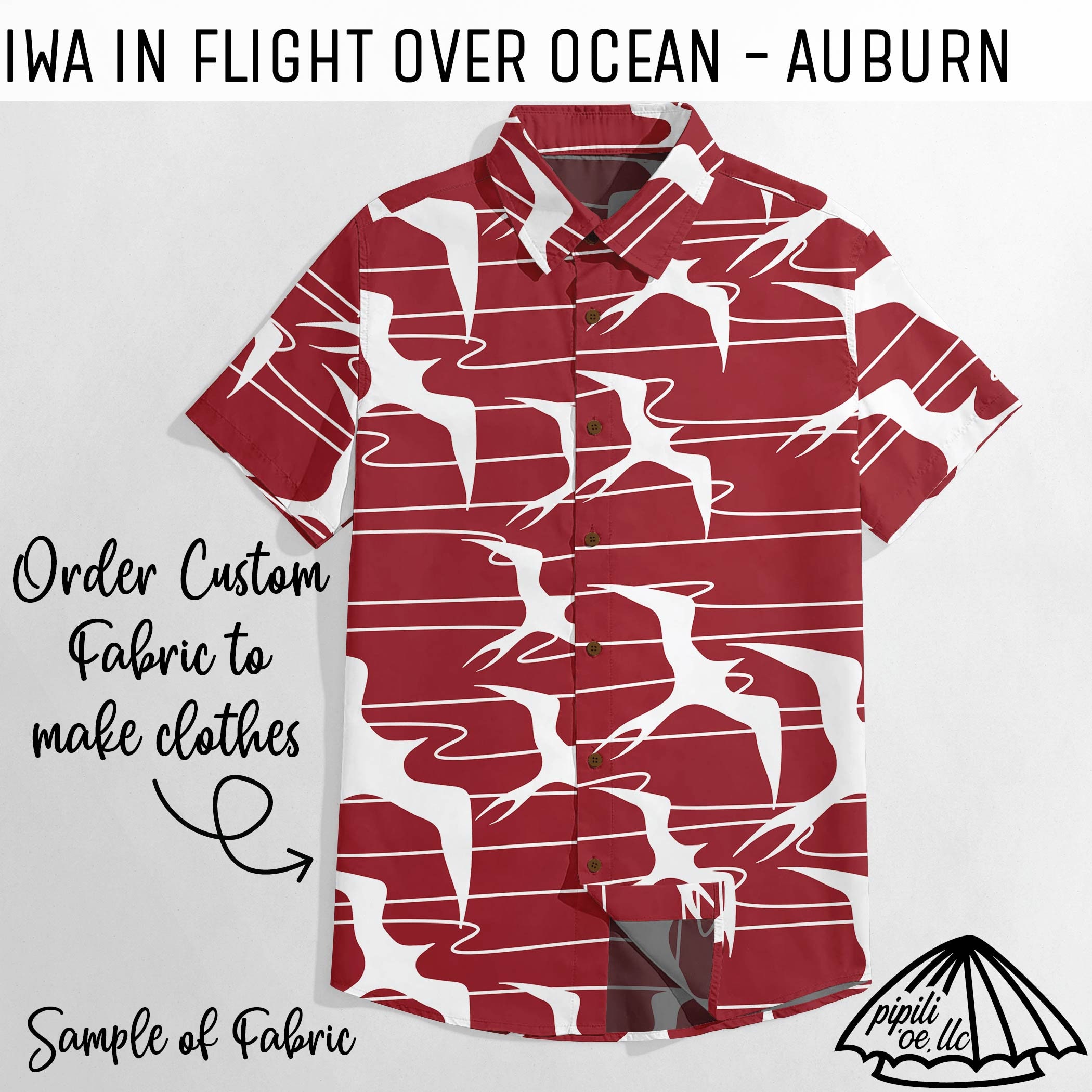Iwa in Flight Over the Ocean Pattern - Auburn - Iwa Bird Seamless ...