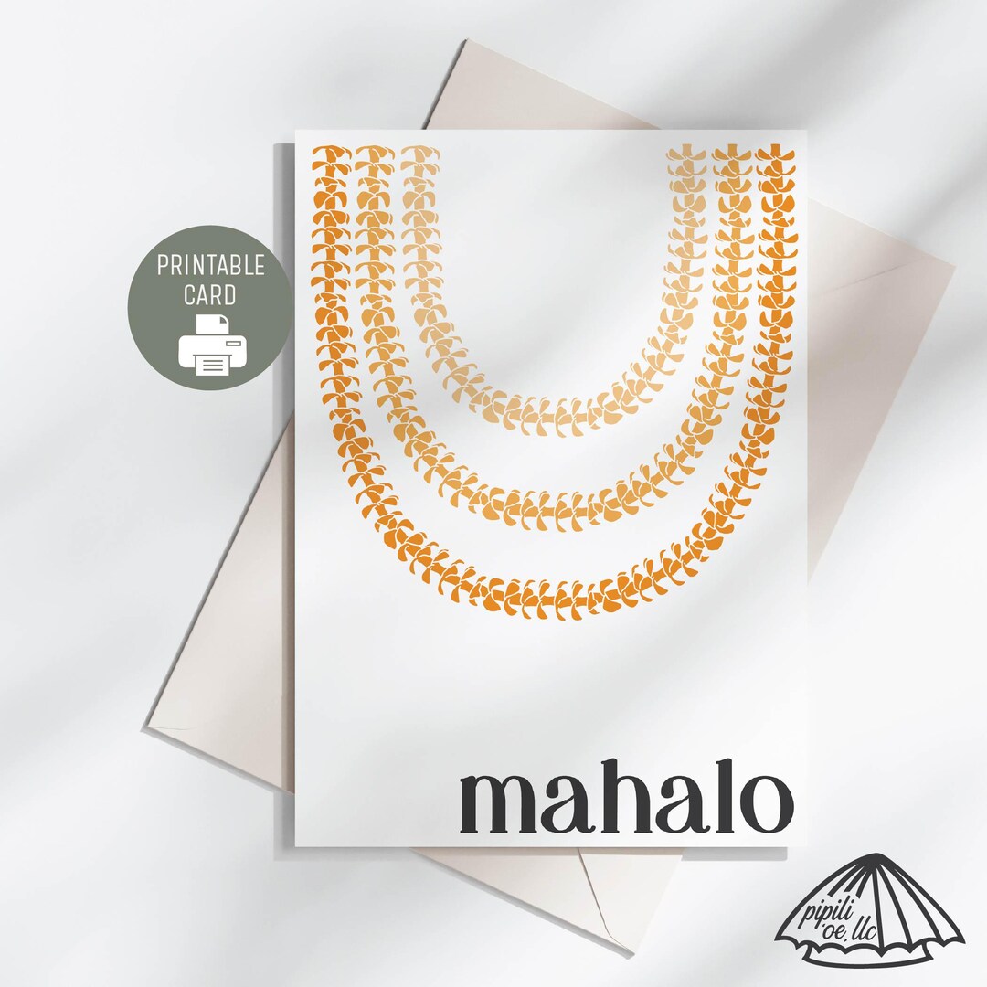 Puakenikeni Lei Greeting Card - Mahalo Card - Greeting Card Printable ...