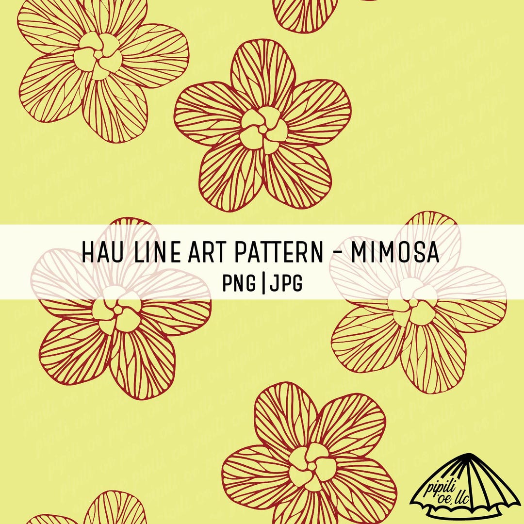 Hau Line Art Pattern - Mimosa - Hau Flower Design - Fabric Printing PNG ...