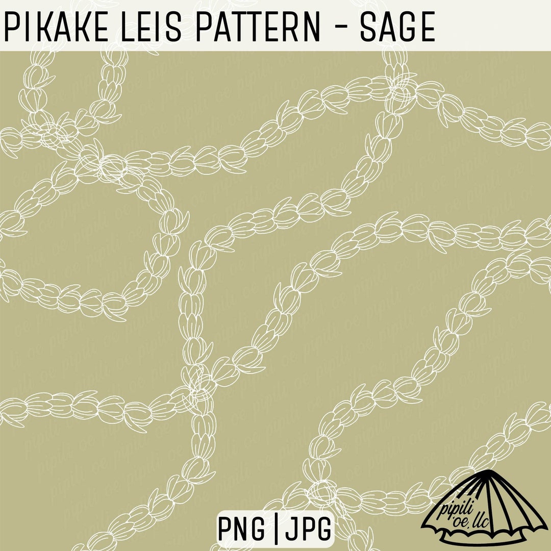 Pikake Leis Pattern - Sage - Pikake Lei PNG - Lei Strand Seamless ...