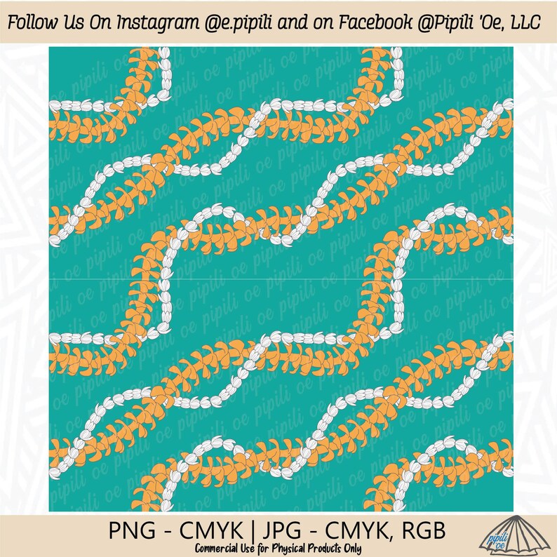 Puakenikeni and Pikake Pattern Teal Puakenikeni Lei Seamless PNG Pikake ...