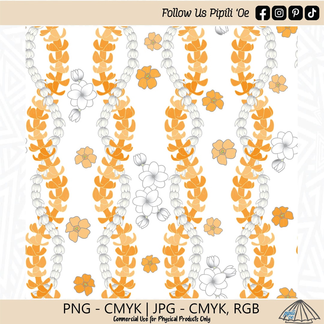 Pikake and Puakenikeni Lei Pattern - White - Pikake Lei Seamless ...