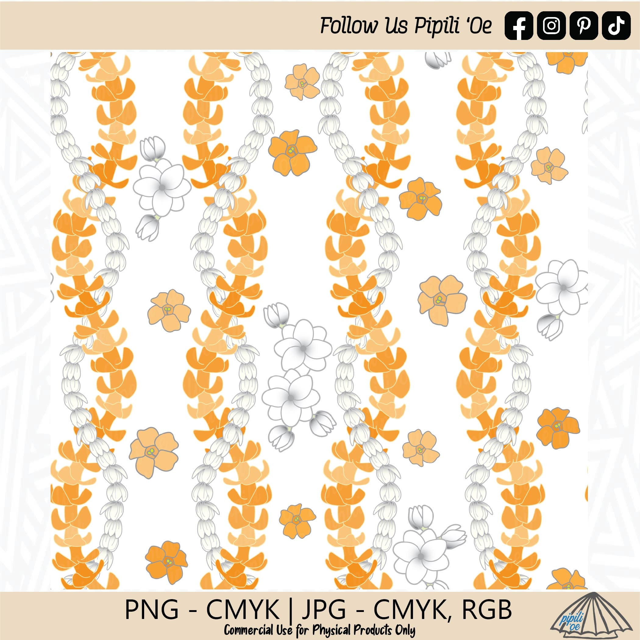 Pikake and Puakenikeni Lei Pattern White Pikake Lei Seamless Repeating ...