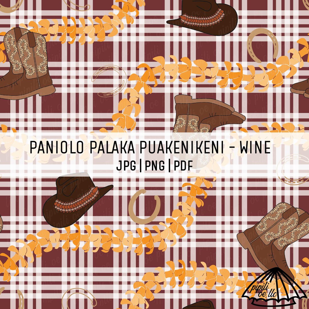 Paniolo Palaka Puakenikeni Lei - Wine - Farmhouse Pattern - Hawaii ...