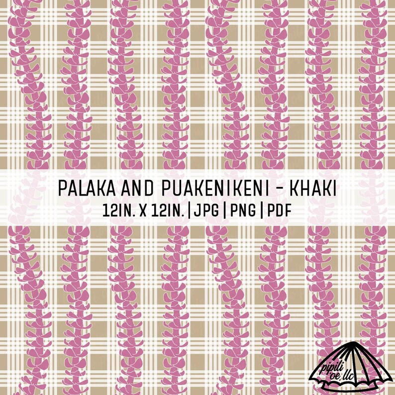 Palaka and Mauve Puakenikeni Lei Pattern - Khaki - Seamless Pattern for ...