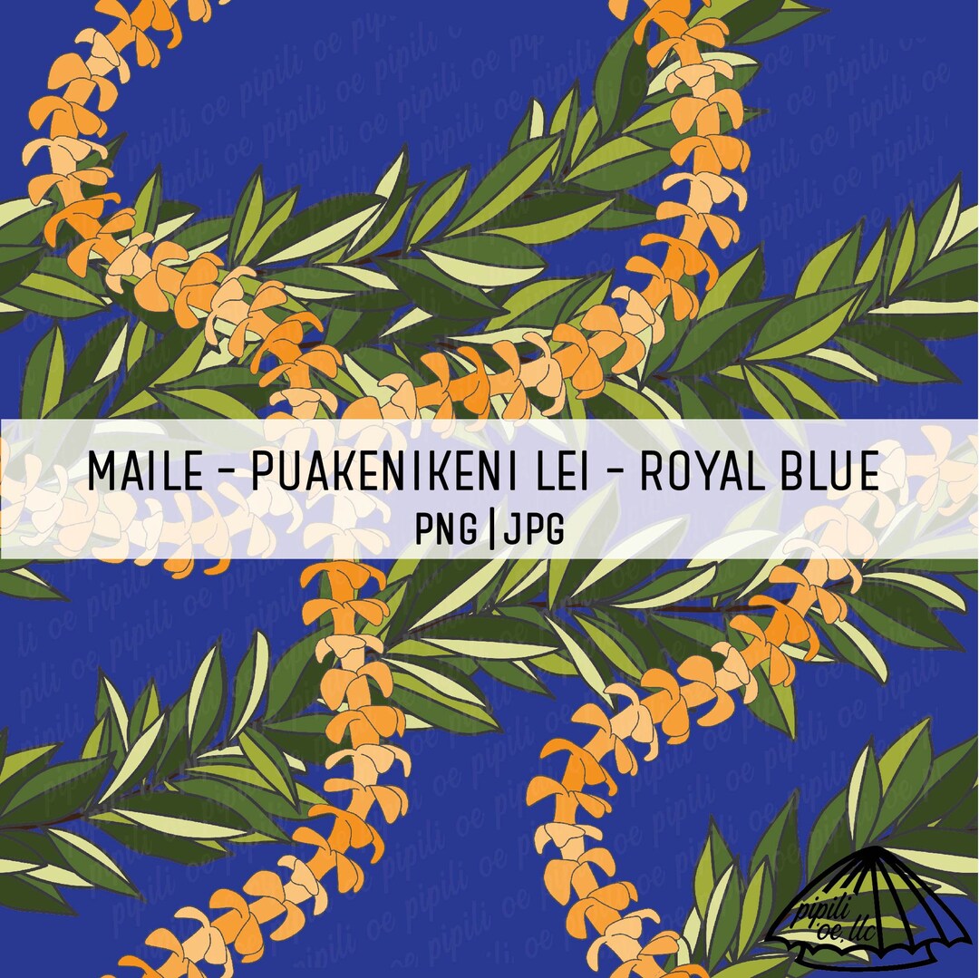 Maile and Puakenikeni Leis Pattern - Royal Blue - Hawaii Seamless ...