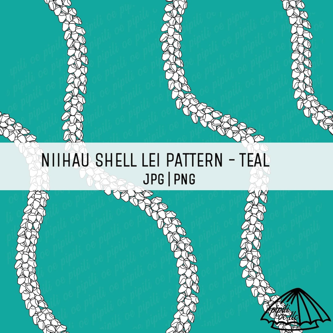 Niihau Shell Lei Pattern With Teal Background - Hawaiian Shell Lei ...