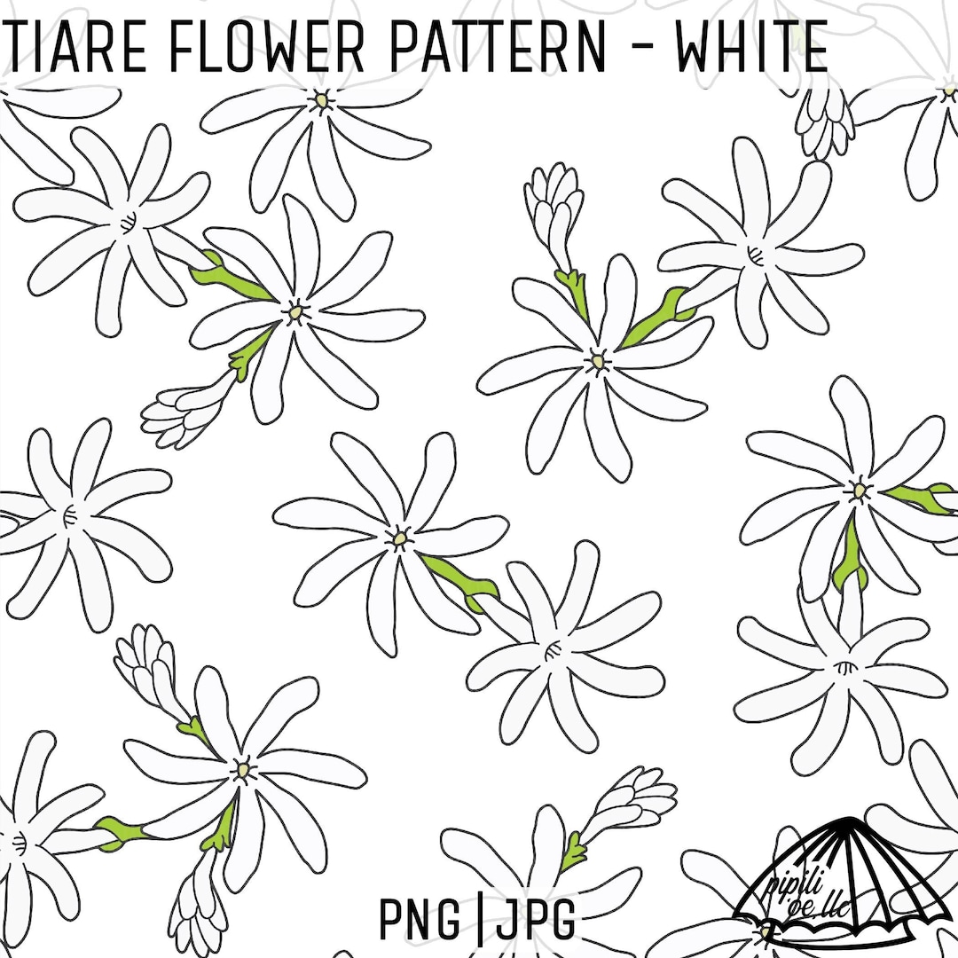 Tiare Flower Pattern - White - Fabric Pattern PNG - Hawaii Seamless ...