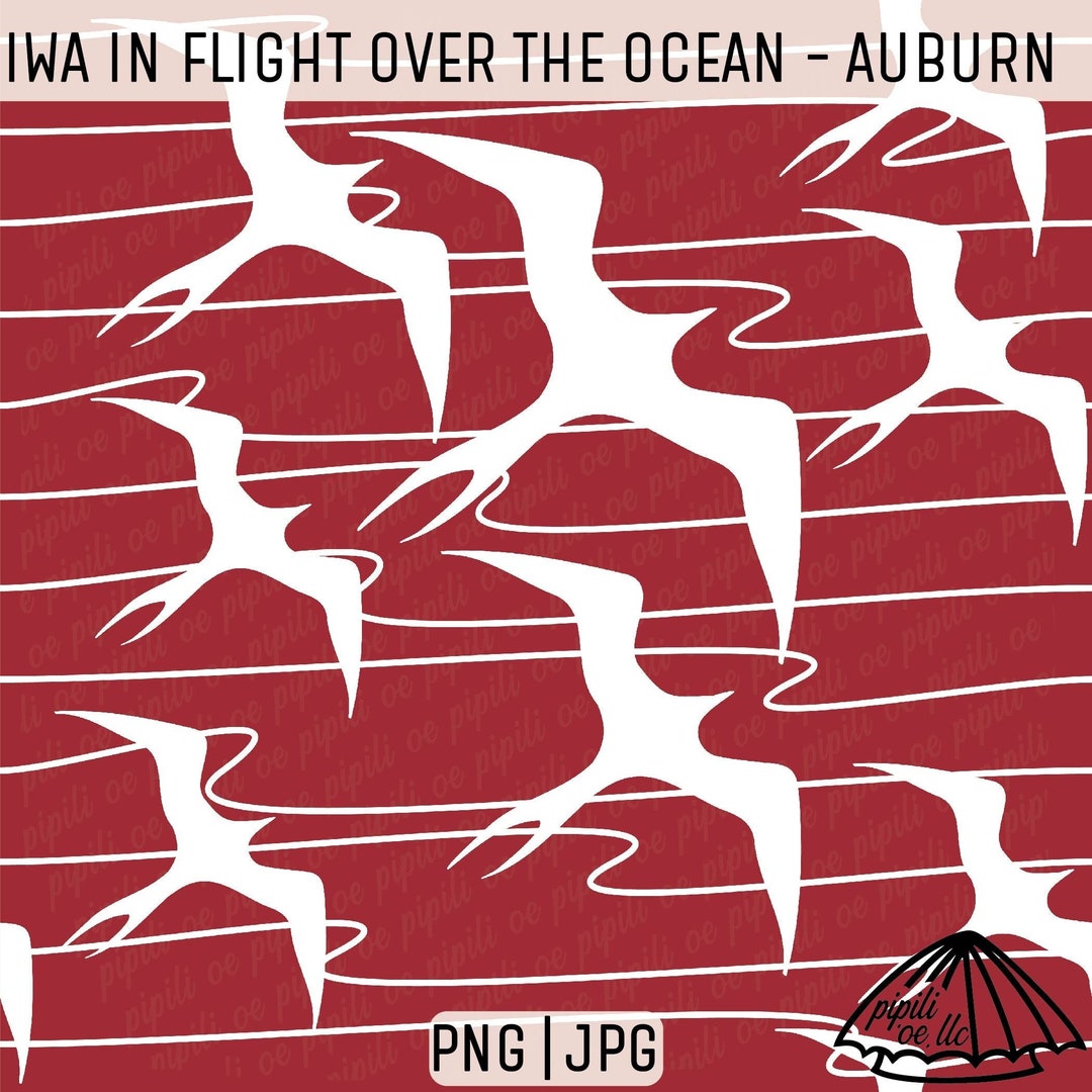 Iwa in Flight Over the Ocean Pattern - Auburn - Iwa Bird Seamless ...
