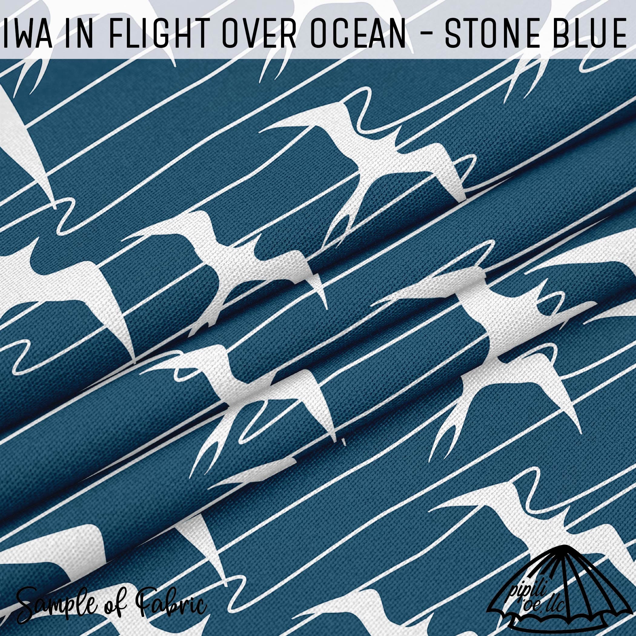 Iwa in Flight Over the Ocean Pattern Stone Blue Iwa Bird Seamless ...