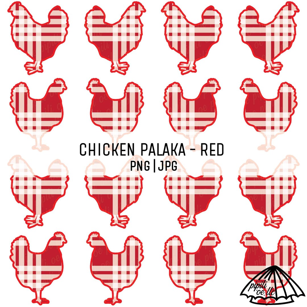 Chicken Palaka Pattern - Red - Farmhouse Seamless Pattern - Paniolo ...