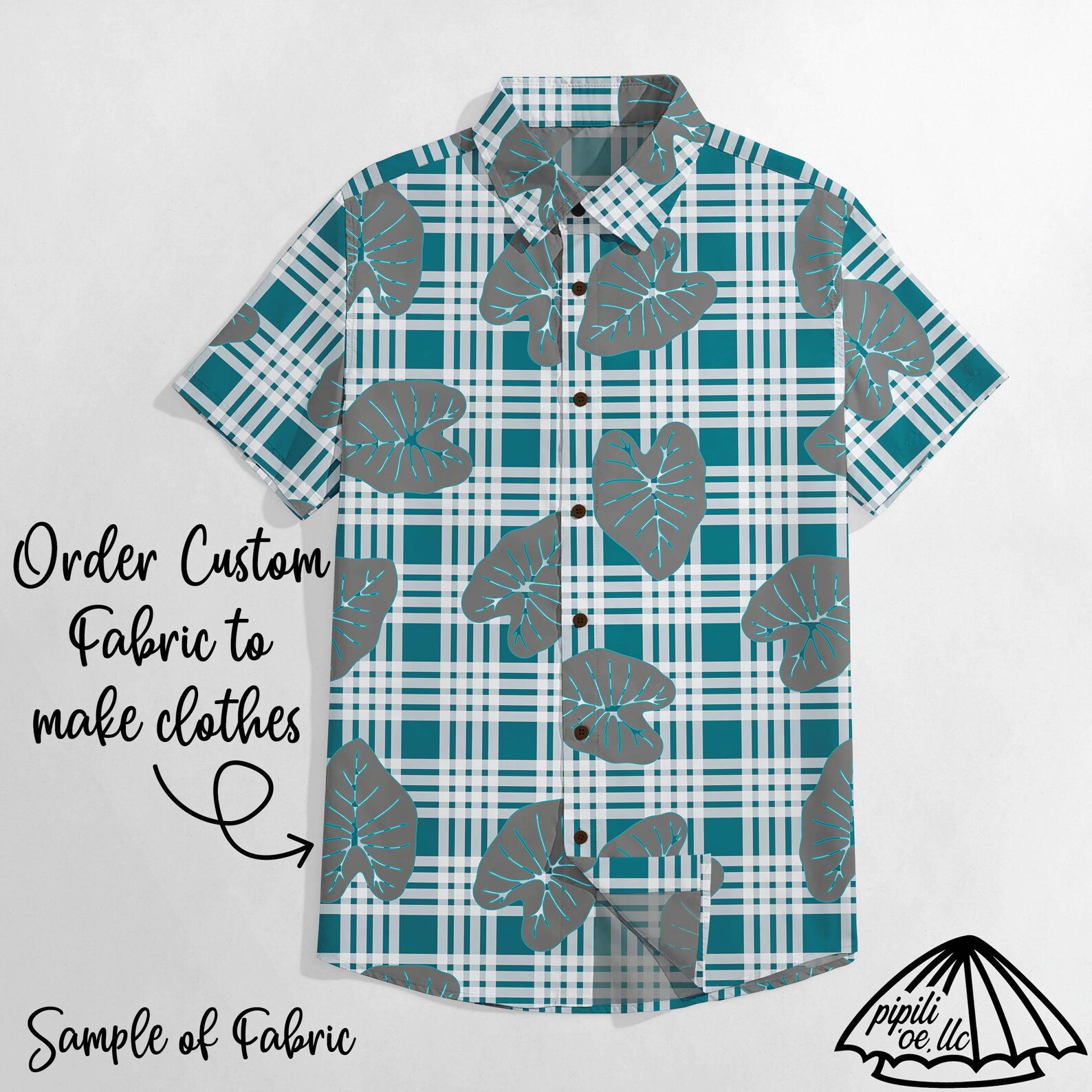 Kalo Leaves and Palaka Pattern - Teal - Hawaiian Design for Sublimation ...