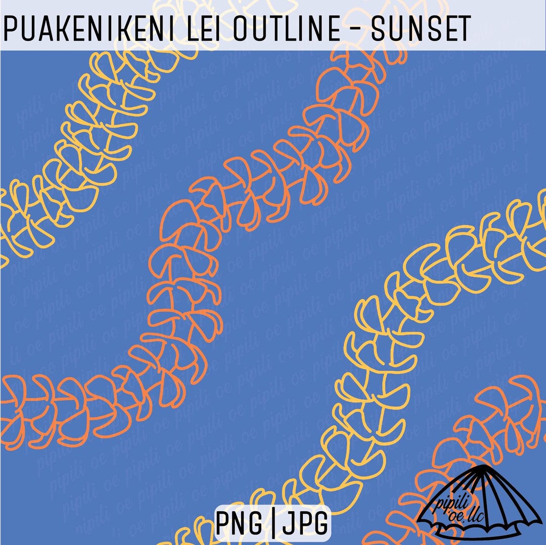 Puakenikeni Lei Outline Pattern - Sunset - Hawaii Seamless Design ...