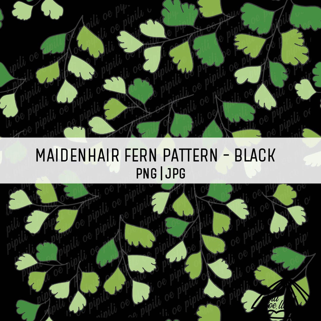 Maidenhair Fern Pattern - Black - Fern Seamless Repeating Pattern ...