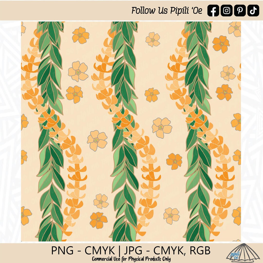 Maile and Puakenikeni Lei Pattern - Sand - Maile Lei Seamless Repeating ...