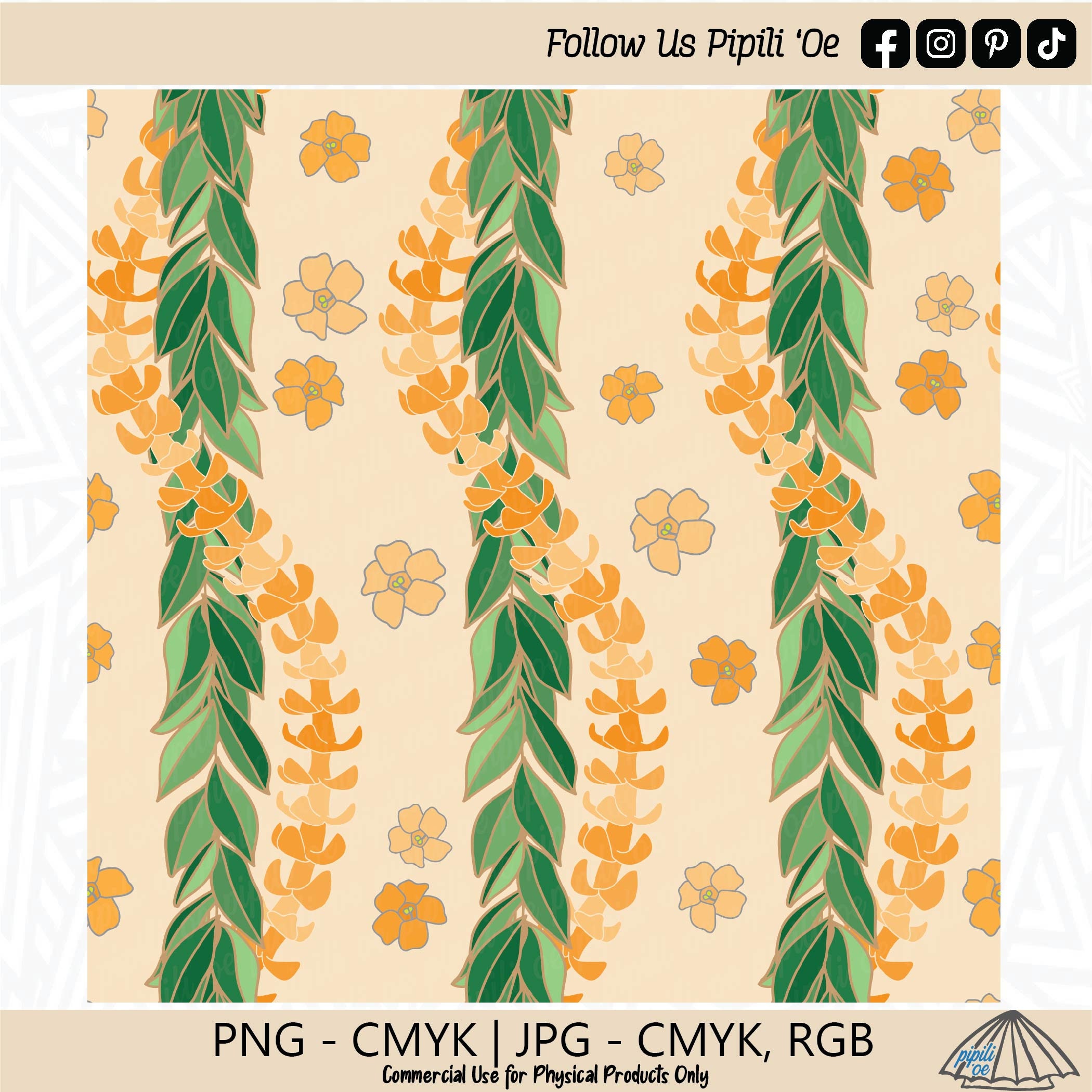 Maile and Puakenikeni Lei Pattern Sand Maile Lei Seamless Repeating ...