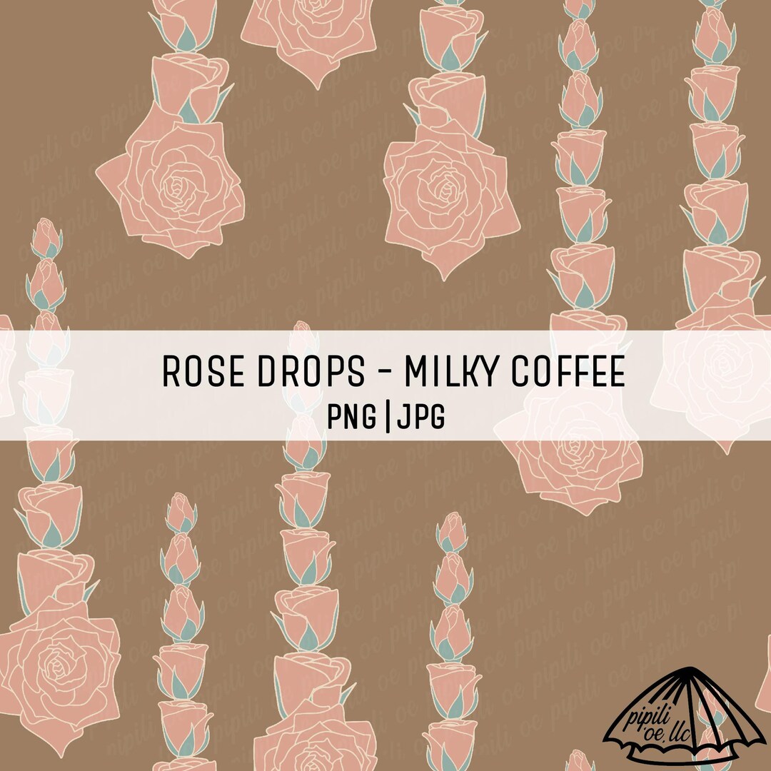 Rose Drops - Milky Coffee - Loke Seamless Pattern - Hawaiian Rose ...