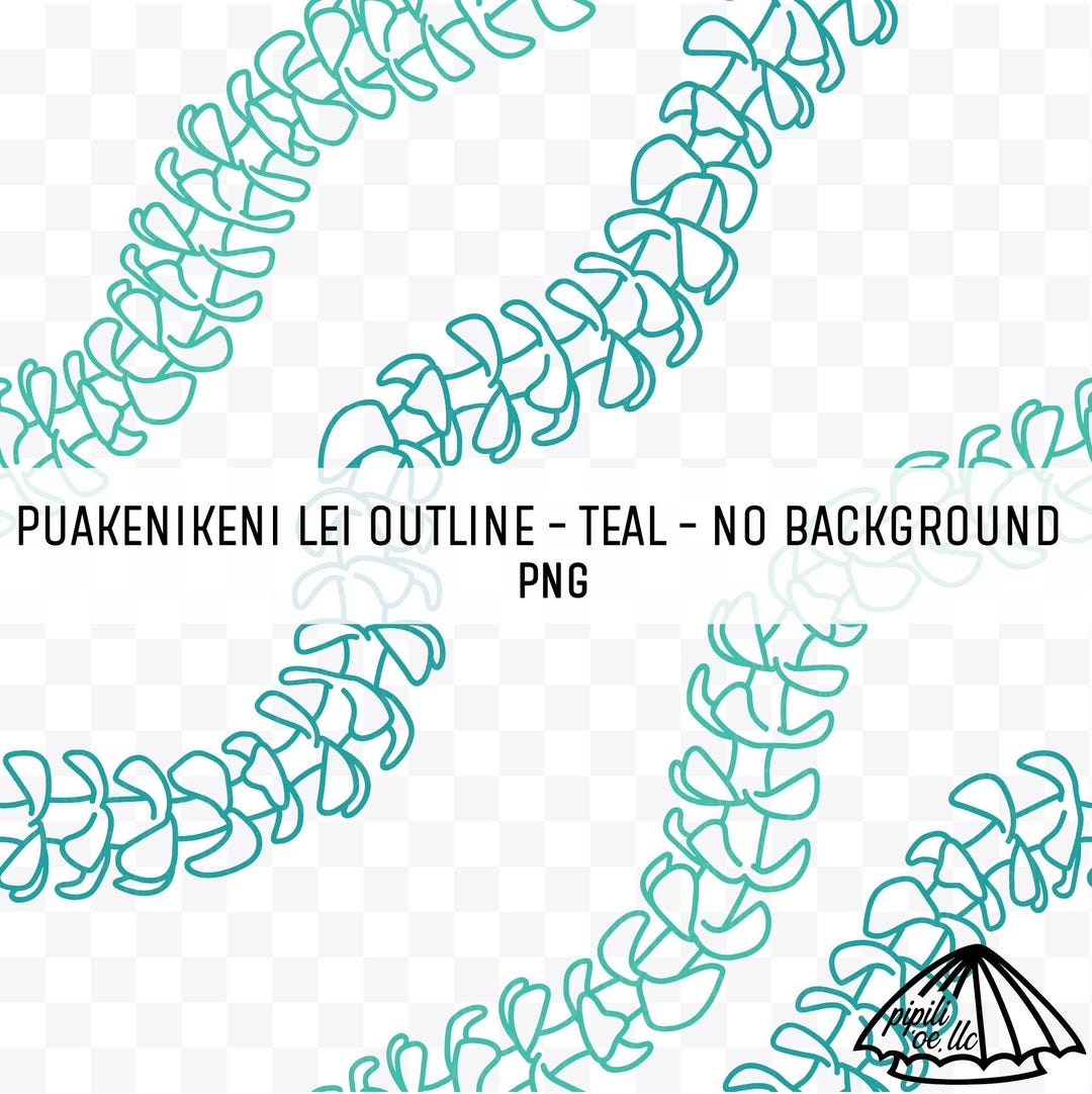 Puakenikeni Lei Outline Pattern - Teal - No Background - Hawaiiandesign ...