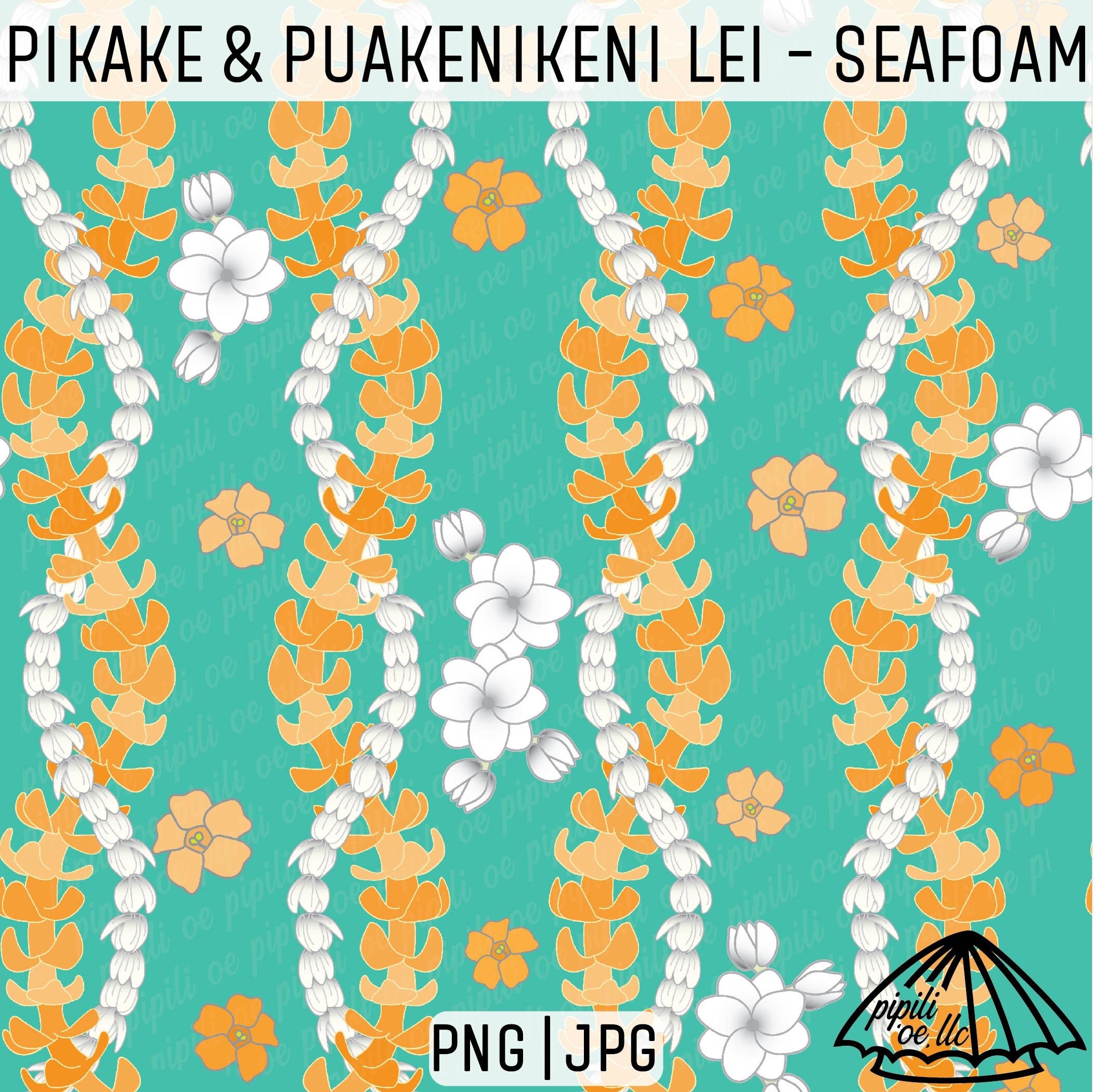 Pikake and Puakenikeni Lei Pattern Seafoam Pikake Lei Seamless ...