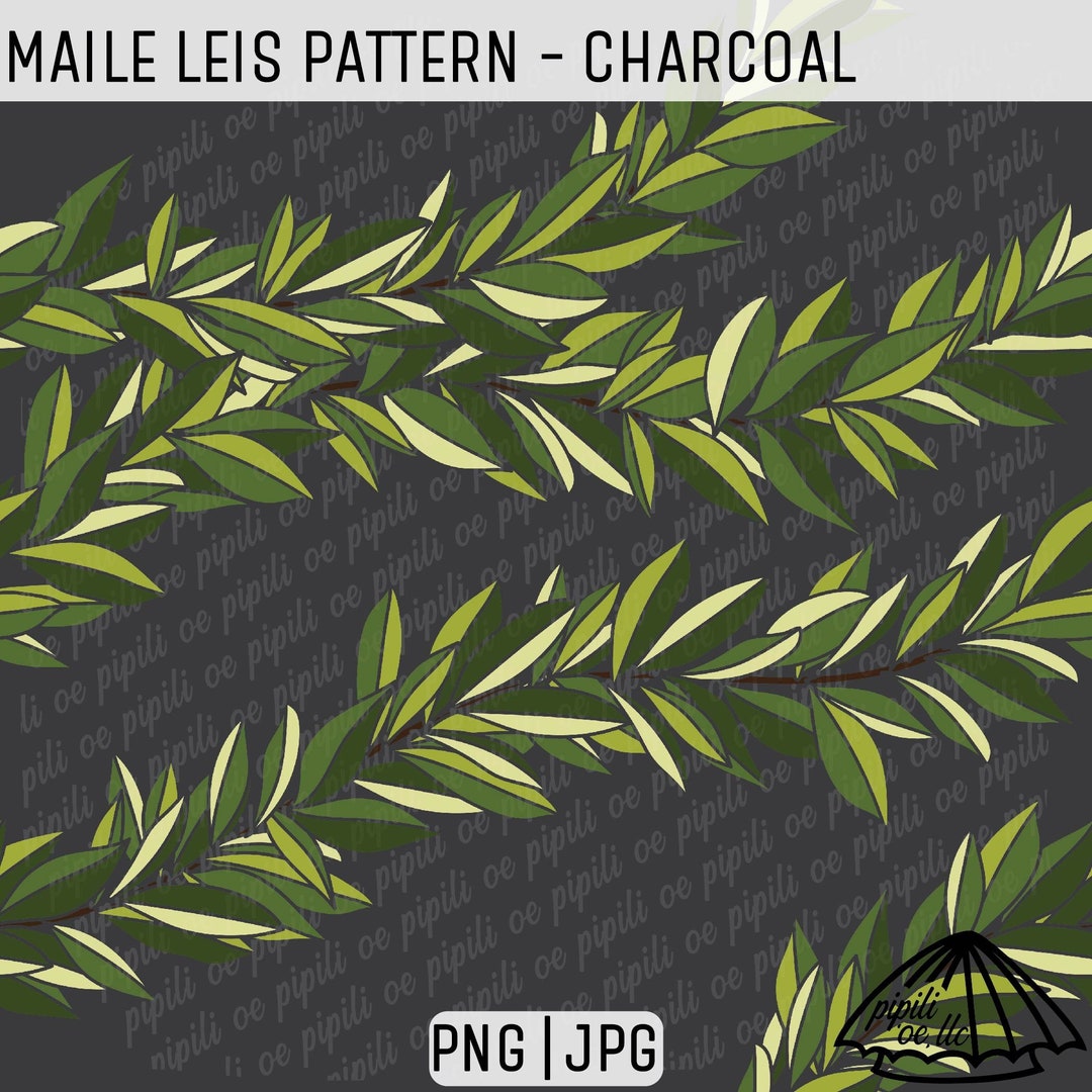 Maile Leis Pattern - Charcoal - Maile Lei Clip Art - Hawaii Seamless ...