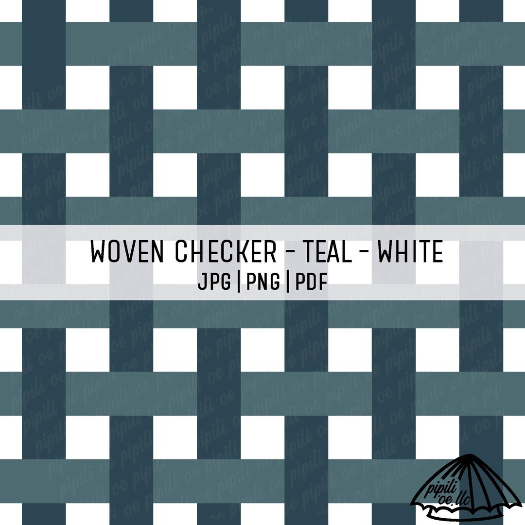Woven Checker Pattern in Teal and White - Digital Print (JPG, PNG, PDF ...
