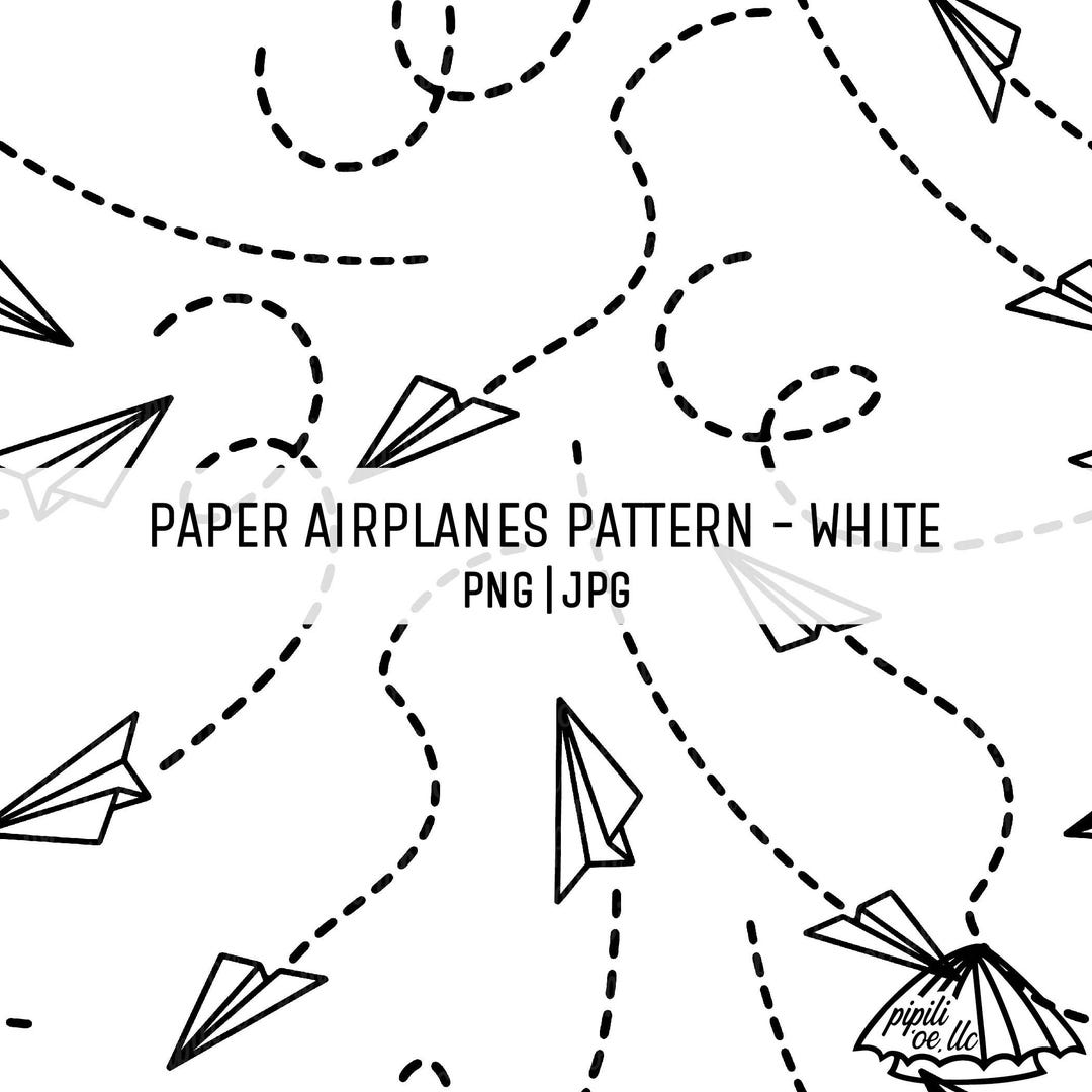 Paper Airplanes Pattern - White - Kids Seamless Pattern - Digital ...