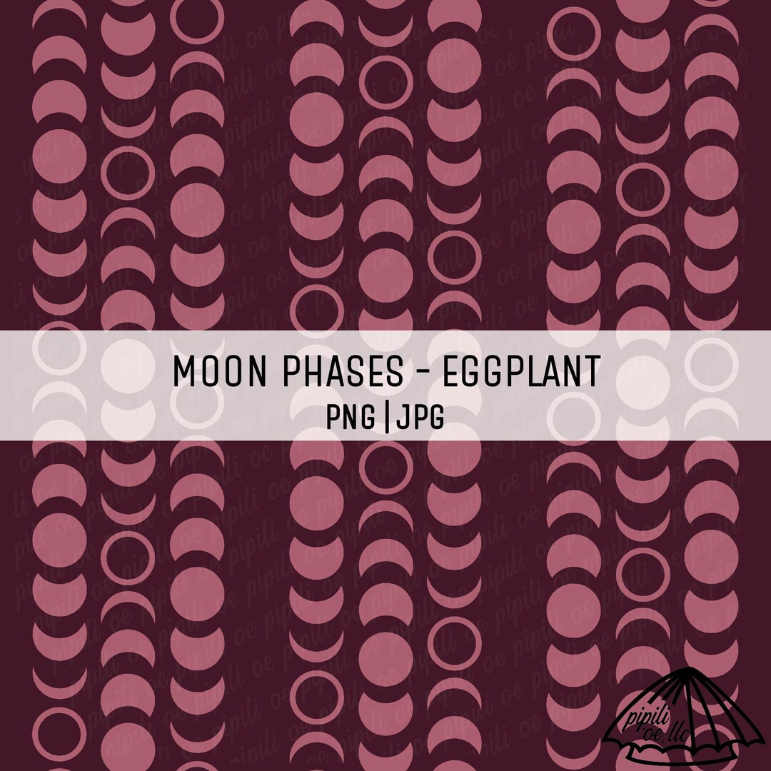 Moon Phases Seamless Repeating Pattern - Eggplant - Fabric Printing PNG ...