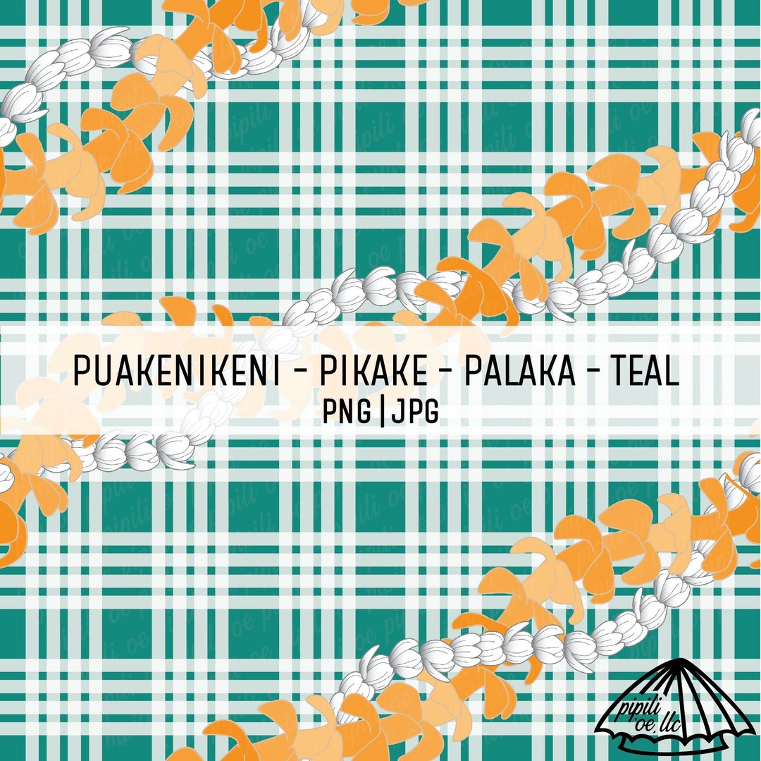 Puakenikeni and Pikake Lei on Palaka - Teal - Hawaii Seamless Pattern ...