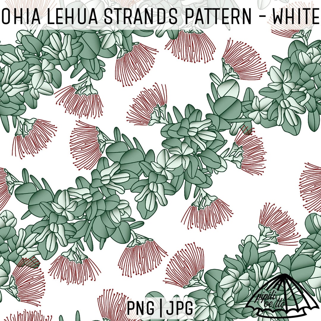 Ohia Lehua Strands Pattern White Hawaii Seamless Pattern Ohia Lehua ...