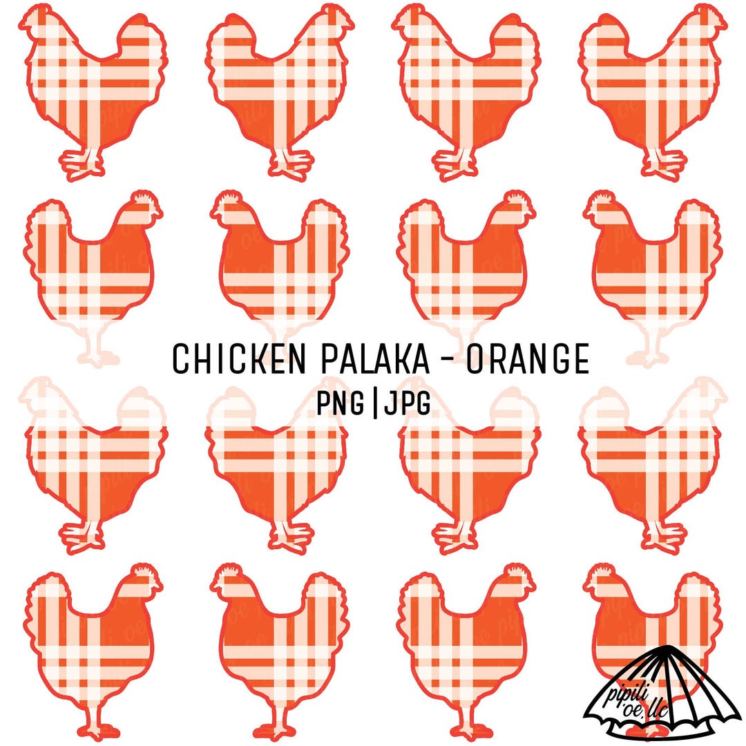 Chicken Palaka Pattern - Orange - Farmhouse Seamless Pattern - Paniolo ...