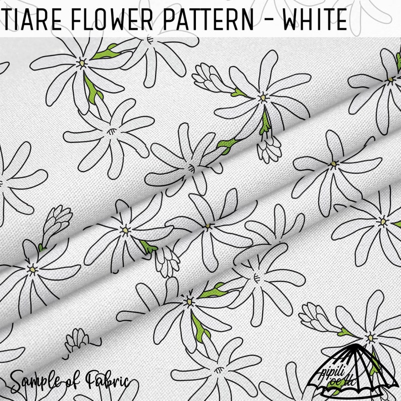 Tiare Flower Pattern White Fabric Pattern PNG Hawaii Seamless Tiare ...