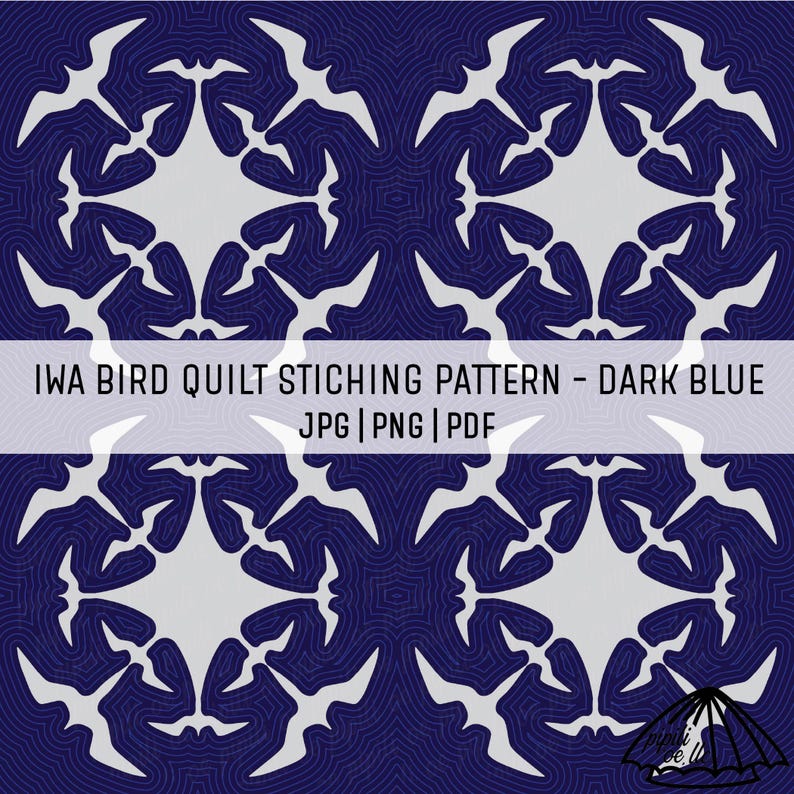 Iwa Bird Hawaiian Quilt Pattern: Dark Blue Seamless Design (PNG, JPG ...
