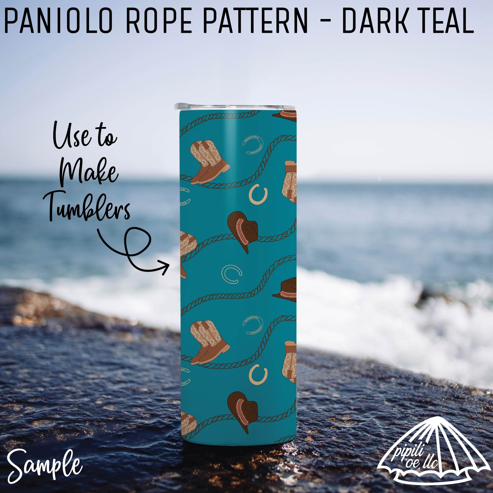 Paniolo Rope Pattern Dark Teal Farmhouse Pattern Hawaii Seamless ...