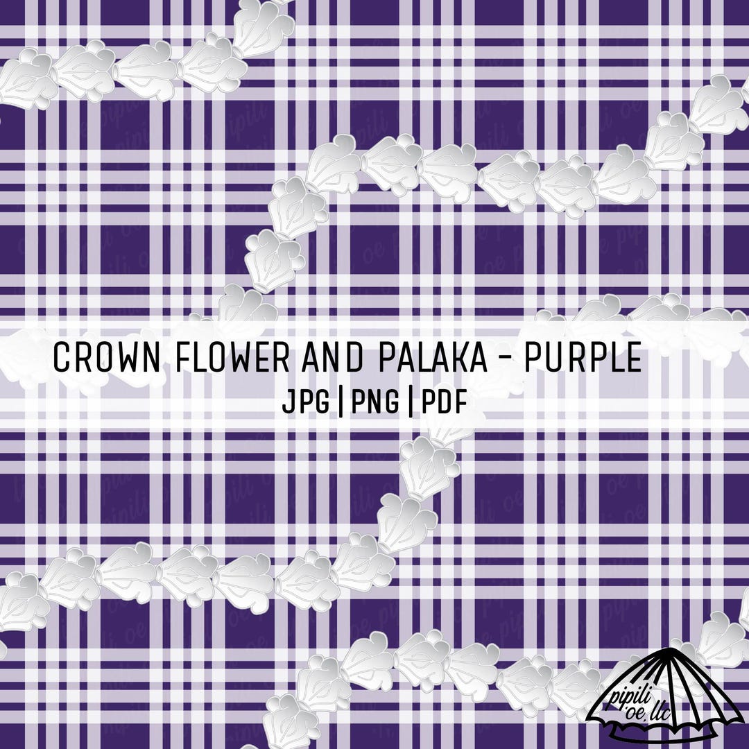 Crown Flower and Palaka Pattern - Purple - Hawaiian Lei Design for ...