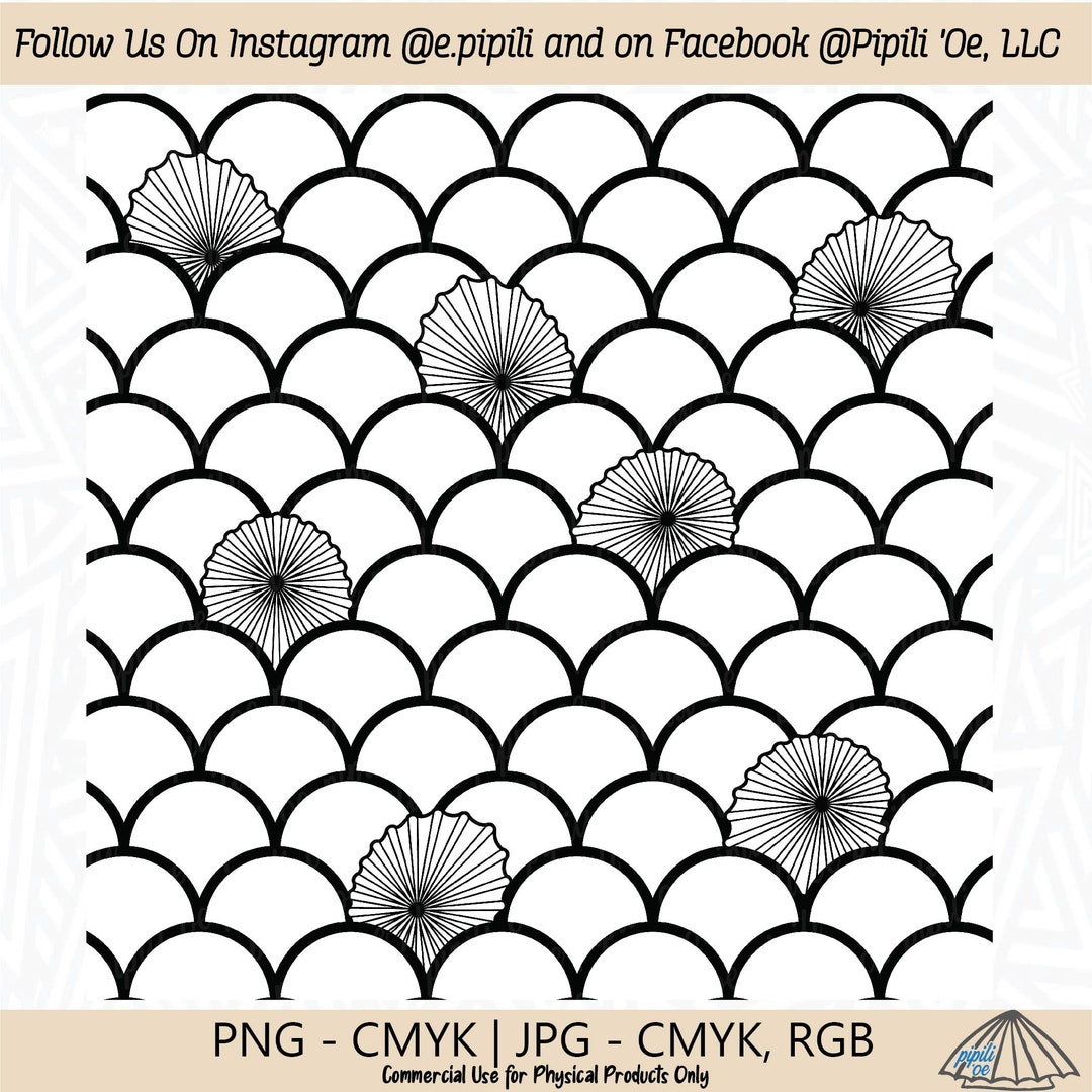 Opihi and Fish Scales Seamless Repeating Pattern - White - Ocean ...