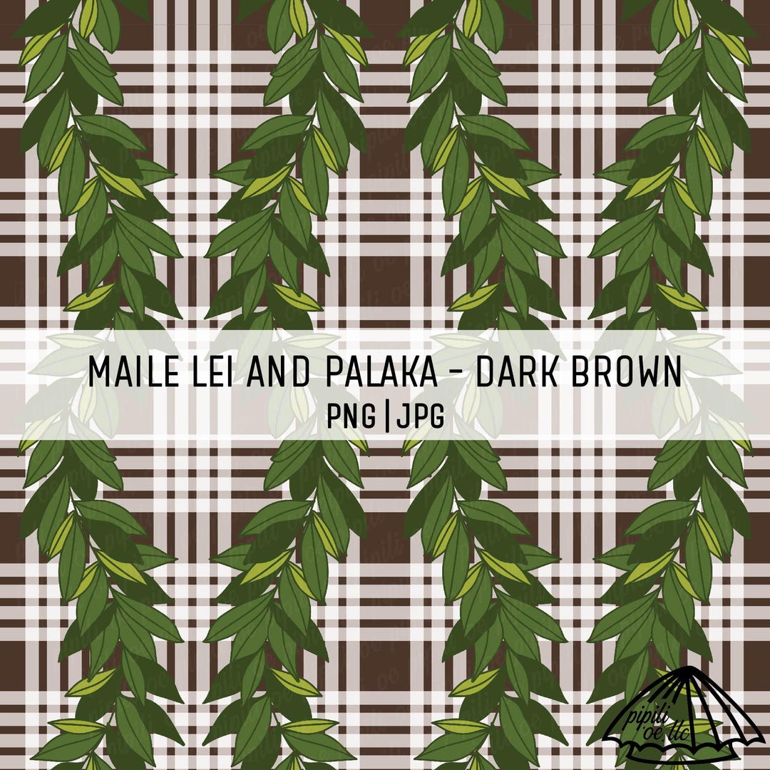 Maile Lei and Palaka Pattern - Dark Brown - Hawaii Seamless Pattern ...